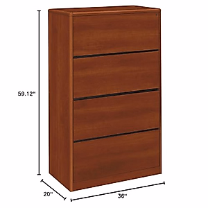 HON 10700 Series Four Drawer Lateral File, 36w x 20d x 59 1/8h, Cognac