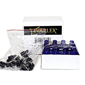 12, Cobalt Blue, 1 oz, Glass Bottles, with Glass Eye Droppers