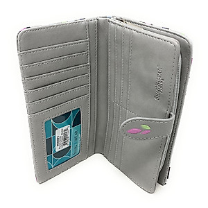 Shag Wear Forest Horse Large Animal Wallet for Women and Teen Girls Vegan Faux Leather Gray 7"