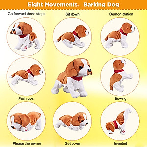 Pekingese Dog Interactive Barking Puppy Plush Animated Pet Electronic Dog Cute Robot Dog Baby Toys Touch Control Plush Stuffed Animal Dog Toy Toddler Kids Girl Toys Length 12"