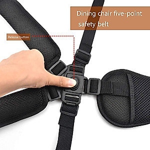 Kissral Universal 5 Point Harness Straps, Adjustable Baby Safety Strap Belt with Shoulder Pads and Guarding Pad, Harness Straps for High Chair/Pushchair/Stroller/Pram/Buggy (Black)