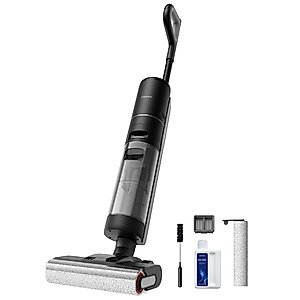 Dreametech H12 PRO Wet Dry Vacuum Cleaner, Smart Floor Cleaner Cordless Vacuum and Mop for Hard Floors, One-Step Edge to Edge Cleaning with Hot Air Drying Black