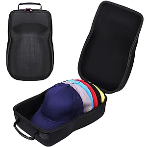 khanka Hard Storage Carrying Case Compatible with Baseball Caps This Organizer Holder Protects up to 8 Hats (Black)