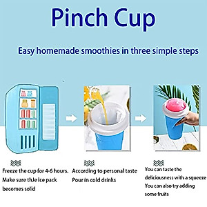 Slushy Cup Slushie Maker Cup, Frozen Magic Smoothies Cup, Double Layers Silica Cup,Magic Quick Frozen Smoothies Cup，DIY Homemade Slushies,Magic Slushy Maker Squeeze Cup Portable for Milkshake… (Pink)