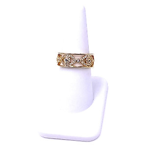 LESLIE BOULES 18K Gold Plated Evil Eye Cuff Ring for Women Fashion Jewelry