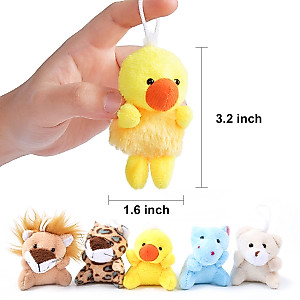 FUNNISM 24 Pack Mini Animal Plush Toy Assortment,Cute Small Stuffed Animal Keychain Set for Kids Party Favors,Stocking Stuffer,Goody Bag Filler,Pinata Stuffer,Classroom Prize,Christmas Tree Decoration