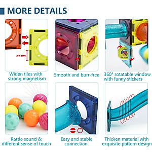 Magnetic Building Blocks Toys for Kids Ages 4-8-12 with Ball Track Educational STEM Toys Gifts for 5-7 6 8 10 Year Old Boys Girls 3D Developmental Stacking Toys Construction Set for Child and Adults