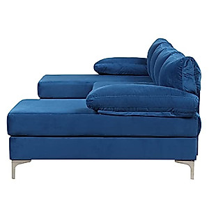 Casa Andrea Milano Modern Large Velvet Fabric U-Shape Sectional Sofa, Double Extra Wide Chaise Lounge Couch