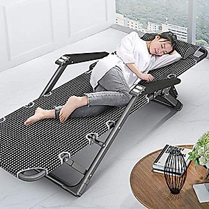 SikrEa Office Desk Chair Office Chair Folding Garden Deck Chair Sun Lounger, Beach Recliner Balcony Outdoor Sunloungers, Adjustable Backrest Teslin Fabric Iron Alloy Tube Frame