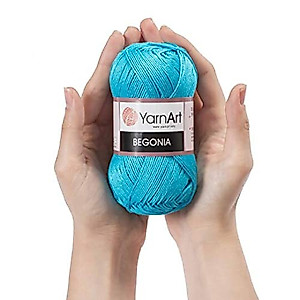 5 Skein (Pack) Total 8.8 Oz. Yarnart Begonia, 100% Mercerized Cotton, Each 1.76 Oz (50g) / 185 Yrds (169m), Fine Sport 2, Variegated Light Blue - 5355