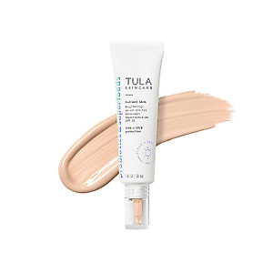 TULA Skin Care Radiant Skin Brightening Serum Skin Tint SPF - Facial Sunscreen Provides Broad Spectrum SPF 30 Protection, Tinted, Serum-Light Formula Brightens and Evens Skin, Shade 01, 1.0 fl oz.