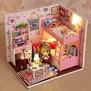 Flever Dollhouse Miniature DIY House Kit Creative Room with Furniture for Romantic Valentine's Gift(Because of Meeting You)