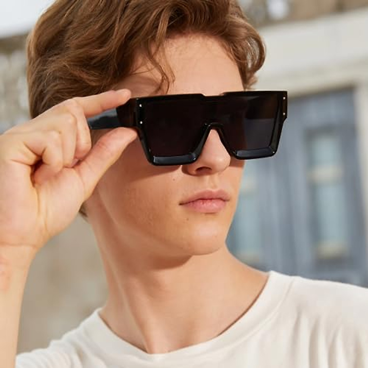 KENBO Oversized Sunglasses for Women Men Trendy Square Sun Glasses One Piece Lens Big Sunglasses