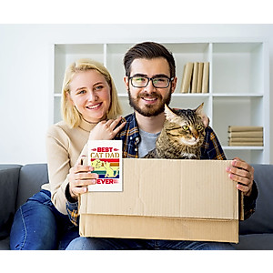 FLYAB Best Cat Dad Ever Fathers Day Card from Cat 4"x6" Funny Cat Dad Fathers Day for Cat Dad Fathers Day Card for Dad from Daughter Son Birthday Greeting Card with Envelope for Husband from Wife