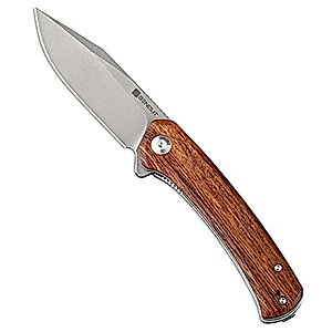 SENCUT Snap Folding Pocket Knife, Liner Lock Knife, G10 and Wood Handle with Reversible Clip SA05D
