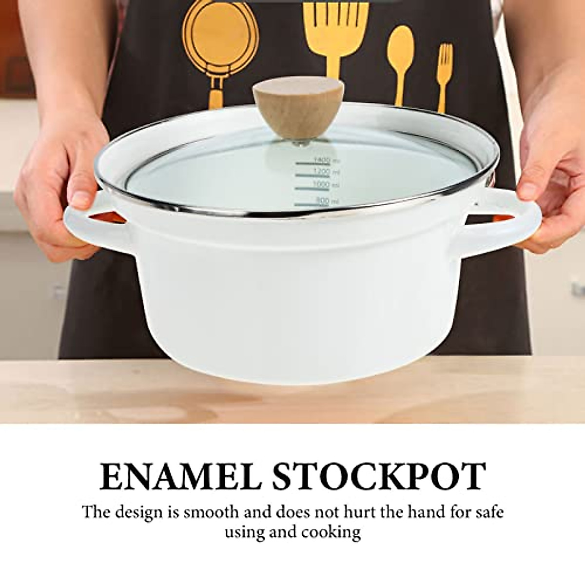 HANABASS 8 Quart Stock Pot Enamel Stockpot with stockpots oven pot cooking pots Glass Lid Enamel- Enamel Pot