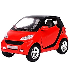 ARCADORA 1:32 Scale for Smart Fortwo Diecast Model Car Pullback Vehicle Toys Collection Toys, Kids Gift, with Sound and Light (Red)
