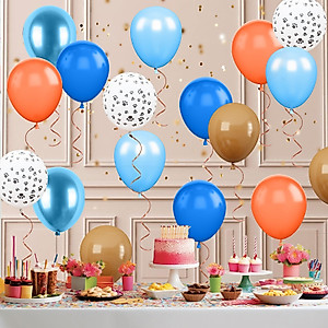 Dog Paw Balloons,12 Inchs Orange and Blue Balloons with Doghand Balloons for Birthday Baby Shower Company Events Wedding Bridal Shower Party Decoration