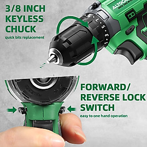 ALTOCRAFT Cordless Drill/Driver Kit 3/8",20V Max Electric Battery Power Drill Set w/22-Piece Accessories,Keyless Chuck,Variable Speed,LED Light,Drilling Wall Wood Metal