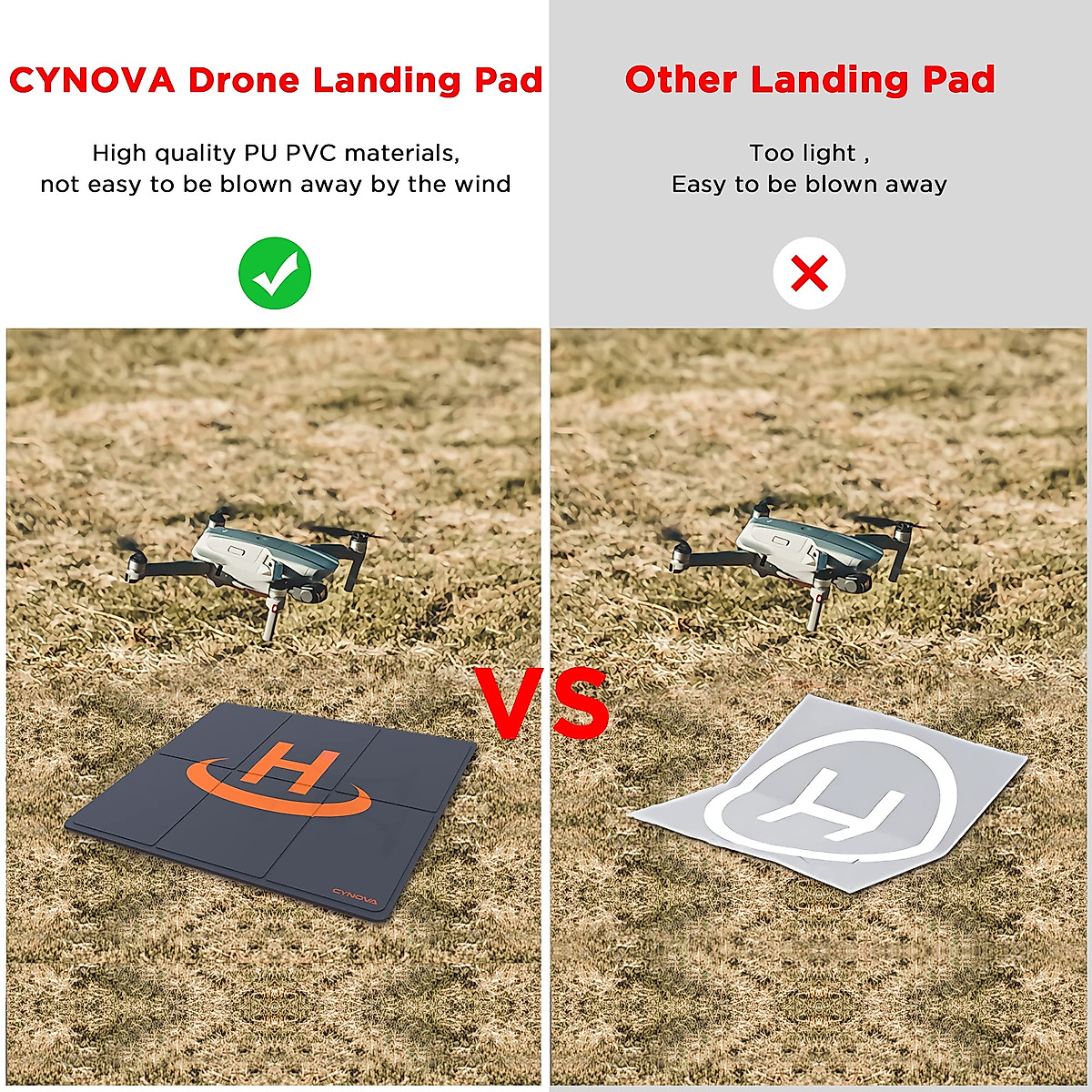 CYNOVA Drone Landing Pad Weighted for DJI AIR 3,Universal Waterproof Portable Landing Mat for DJI Mini 3 Pro/DJI Air 2s / DJI Drone Mini 2 / DJI Mini 4K / FPV Avata/Drone Accessories(65cm/25inch)