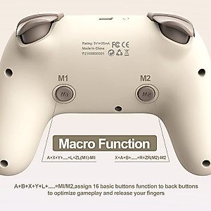 PXN P50L Wireless Switch Pro Controller, Dual Shock Gamepad Joystick Support Turbo, Macro, Gyro Axis, Wake-Up, Programmable Dual Connection for Switch/Lite/OLED/iOS (16 versions only) / PC (Brown)