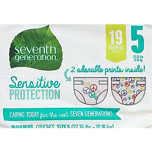 Seventh Generation Baby Diapers, Sensitive Protection, Size 5, 19 Count