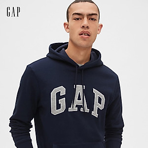 GAP mens Logo Fleece Hoodie Sweatshirt, Light Heather Grey, Small US
