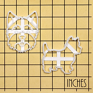 Set of 2 West Highland White Terrier cookie cutters (Design: Face and Silhouette), 2 pieces - Bakerlogy
