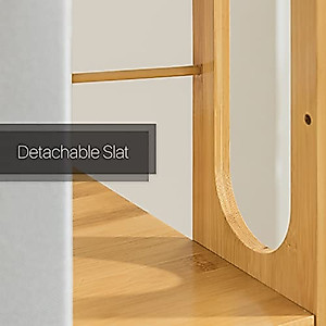 MoNiBloom 5 Tier Bookcase 360 Degree Rotating, Tall Bamboo Book Shelf Storage Display Rack Organizer with Semi-Hollow for Living Room Corner, Front Window, Natural