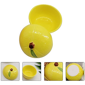 Angoily Ceramic Pot with Lid Cute Lemon Shape Noodle Bowl Steam Soup Bowls for Home Kitchen Egg Custard Medicinal Birds Nest Tonic
