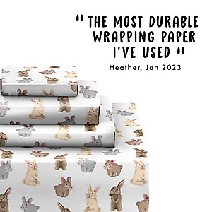 CENTRAL 23 - Easter Bunny Wrapping Paper for Girls Kids Boys - 6 Sheets of Gift Wrap for Boys - Fluffy Bunnies - For Men Women - For Birthdays - Easter Decorations Religious - Recyclable