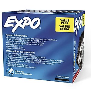 EXPO Low Odor Dry Erase Markers, Chisel Tip, Black, 36 Count