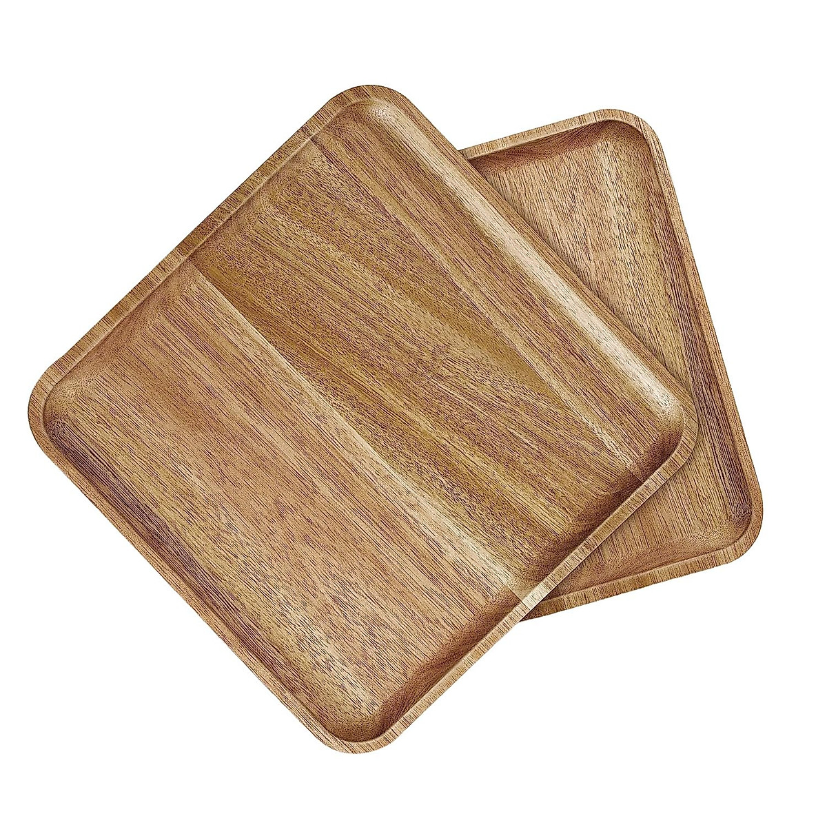Linwnil Square Acacia Wood Plate,Wooden Trays Serving Platters Dinner Server Trays Dessert Cookie Snack Charcuterie Boards,7.8" x 7.8"