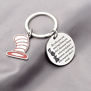 DR Inspirational Keychain Seuss Teacher Thank You Gift Motivational Quote Gift (Be who you are)