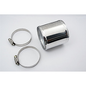 Autobahn88 Aluminum Alloy Hose Joiner Pipe, OD= 2.36" (60mm), L 3" (76mm), Glossy Polished, Includes 2 G-Clamps