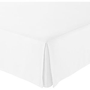 Amazon Basics Lightweight Pleated Bed Skirt - Queen, Bright White & Lightweight Super Soft Easy Care Microfiber Bed Sheet Set with 14-Inch Deep Pockets - Queen, Bright White