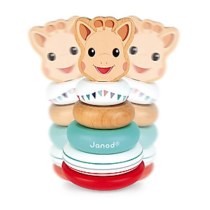 Janod Sophie La Girafe 6 pc Wooden Stackable Roly-Poly Toy - Ages 12+ Months - J09501