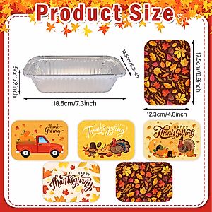 50Pcs Thanksgiving Take Home Containers Aluminum Food Containers with Lids Autumn Leftover Disposable Fall Hosting Essentials Party Favor Baking Cake Pans for Cooking,Heating,Roasting,BBQ 7.3x5.3 Inch