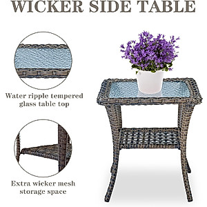 Belord Patio Wicker Chairs Swivel Rocker - Outdoor Swivel Rocking Chairs Set of 2 with Rattan Side Table, Patio Swivel Glider Chair 3 Piece Patio Furniture Sets for Patio Porch Pool Brown/Grey