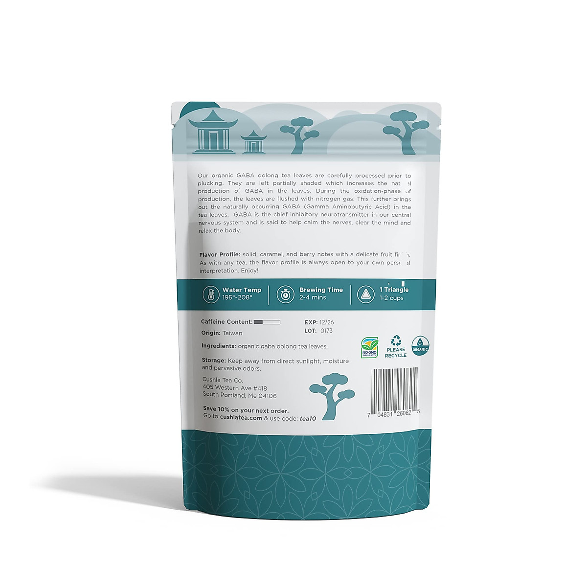 Taiwanese GABA Oolong Tea Bags - Delicious Fresh Packed Gaba Oolong Relaxing Tea. Gabba Wu Long Tea. Approx. 40 Cups