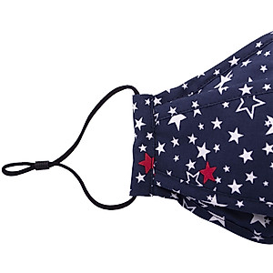 Auliné Collection Washable Summer Cotton Face Mask Made in USA, A3F Star Spangled Navy