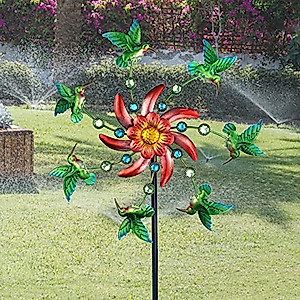 COOZZYHOUR 39" Hummingbird Wind Spinner for Yard and Garden,Outdoor Metal Windmill Single Direction Wind Sculptures Kinetic Windmills Catchers for Garden Decorations，Windmills for The Yard Garden.