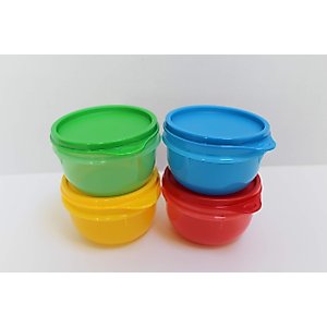 Tupperware Ideal Little Bowl Snack Cup Set of 4 in Green, Red, Blue, Yellow