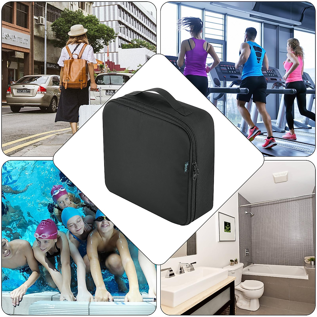 Hair Dryer Carrying Bag Travel Hairdryer Storage Bag Fits 1600W Ionic Blow Dryer and Styler Attachments, Universal Blowdryer Organizer with Mesh Pocket for Portable Hair Dryer and Styling Accessories