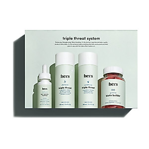 HIMS & HERS hers Triple Threat System Total Hair Package to Supports Hair Growth Minoxidil 2%, Shampoo, Conditioner, Biotin Hair Kit - 4pc