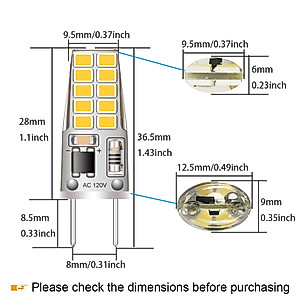 Lacnooe G8 LED Bulb 3W Equivalent to T4 JCD Bi-Pin G8 Base Halogen Bulb 20W-25W Dimmable G8 Light Bulb 110V-120V Daylight White 6000K for Puck Light, Under Cabinet Light, Under Counter Light (6 Pack)