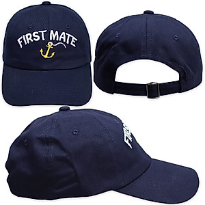 AnapoliZ Captain Hat, First Mate Hat Set | Adjustable Captain Cap, First Mate (2 pcs.) Sailor Set | Sailor Yacht 2 Piece Cap Set | Sea Captain Baseball Cap, Skipper & First Mate Set Navy