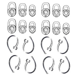 Zotech Earbud Gel & Ear Hook for Plantronics, 12 Pcs (Small/Medium/Large) Clear Replacement Eargel & 8 Pcs Clear Ear Hook, Fit for Plantronics M155 M165 M1100 M100 M55 M28 M25 Voyager Edge