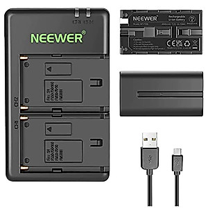 NEEWER NP-F550 Battery Charger Set Compatible with Sony NP-F970 F750 F770 F960 F550 F530 F330 F570 CCD-SC55 TR516 TR716 TR818 TR910 TR917, NEEWER Led Light/Monitor/Camera Slider (2 Pack, Black)