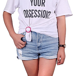 8 Pieces 80s Party Plastic Fashion T Shirt Clips Silk Scarf Ring Clip T-shirt Tie Clips for Halloween Women Fashion Round Circle Clip Buckle Clothing 80s Accessories (Fresh Style)